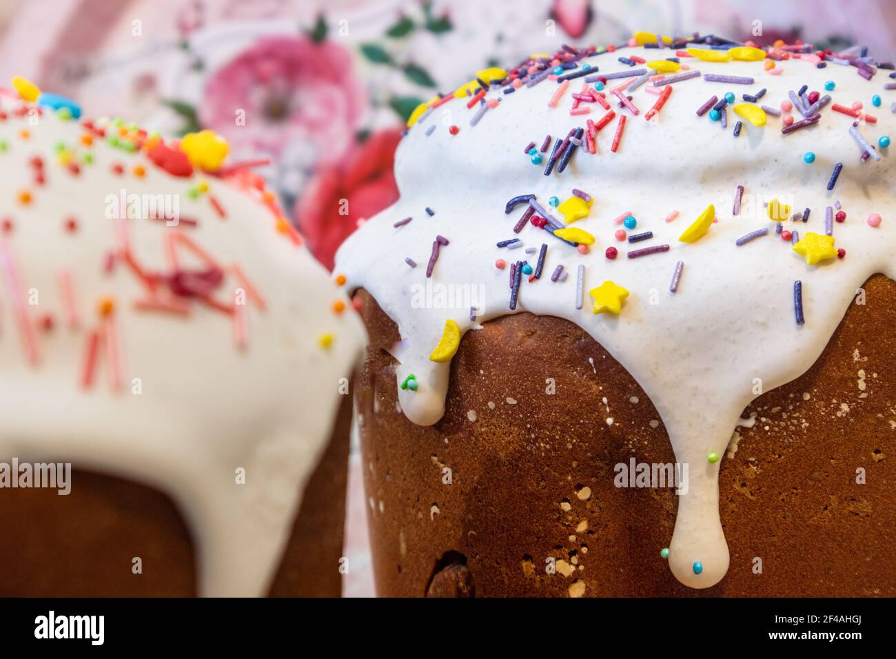 Easter spring holidays sweet bread, paska close-up composition ...