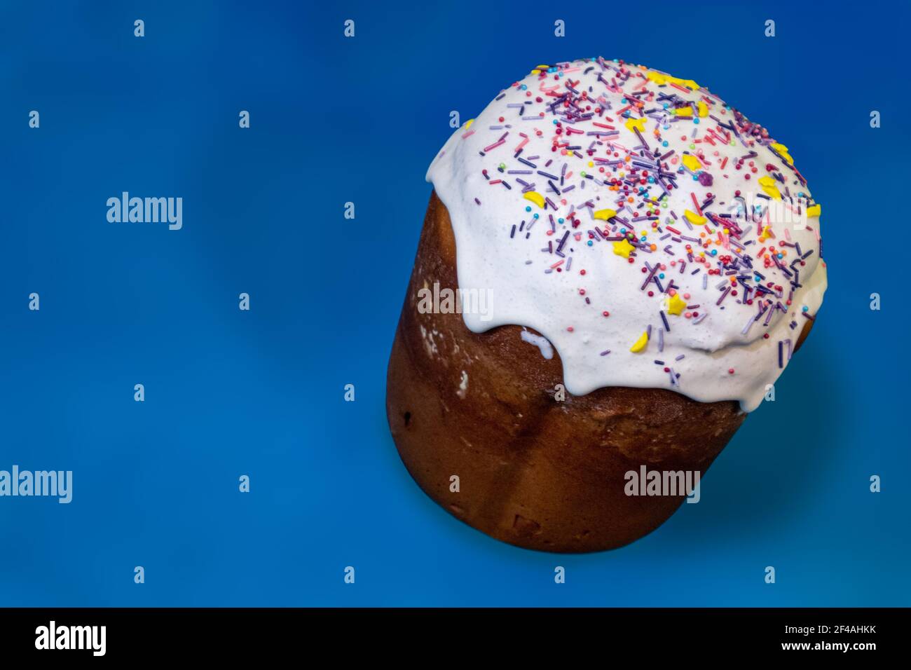 Easter holidays isolated sweet bread, paska decorated with sweet sugar ...