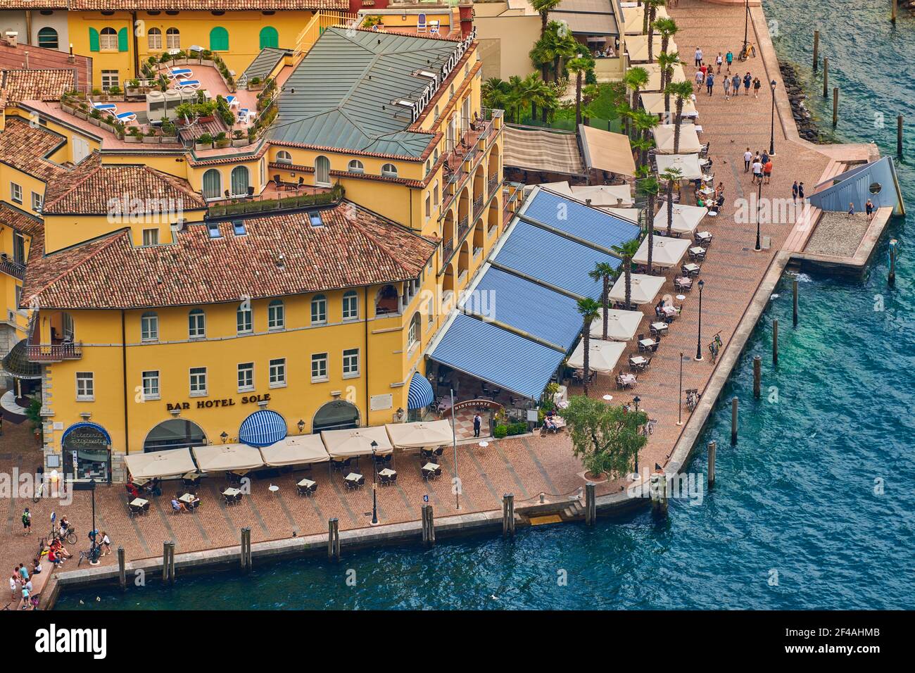 Riva del Garda ,Italy - 07 July 2020: Panoramic view of the beautiful ...