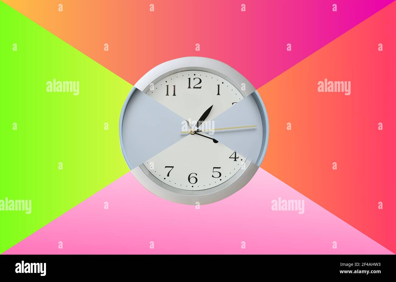 Collage of stylish clocks on color background Stock Photo - Alamy