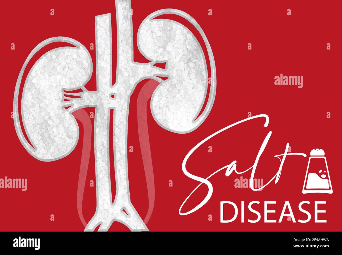 Human kidneys and text SALT DISEASE on red background Stock Photo - Alamy