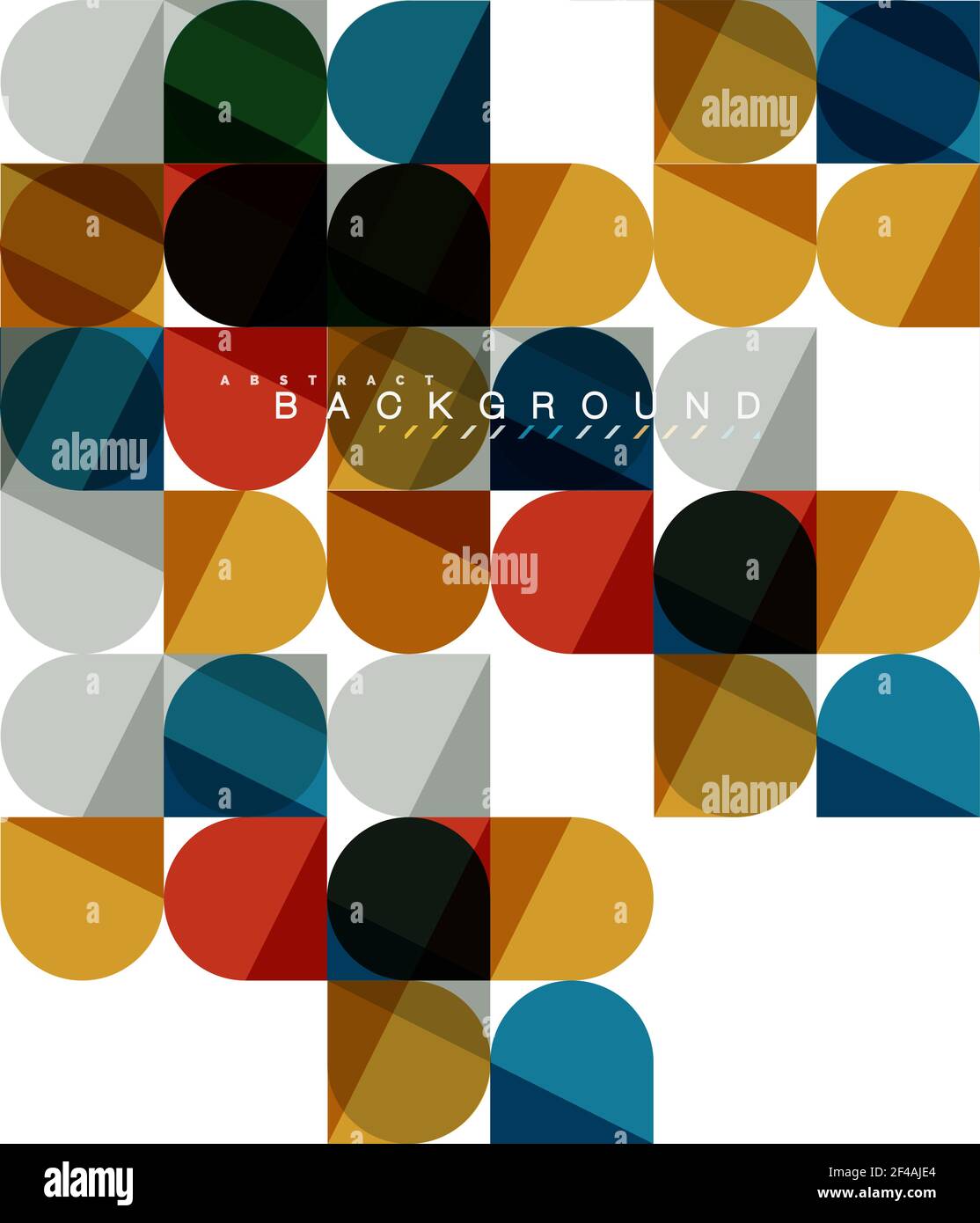 Round square geometric shapes on white, tile mosaic abstract background ...