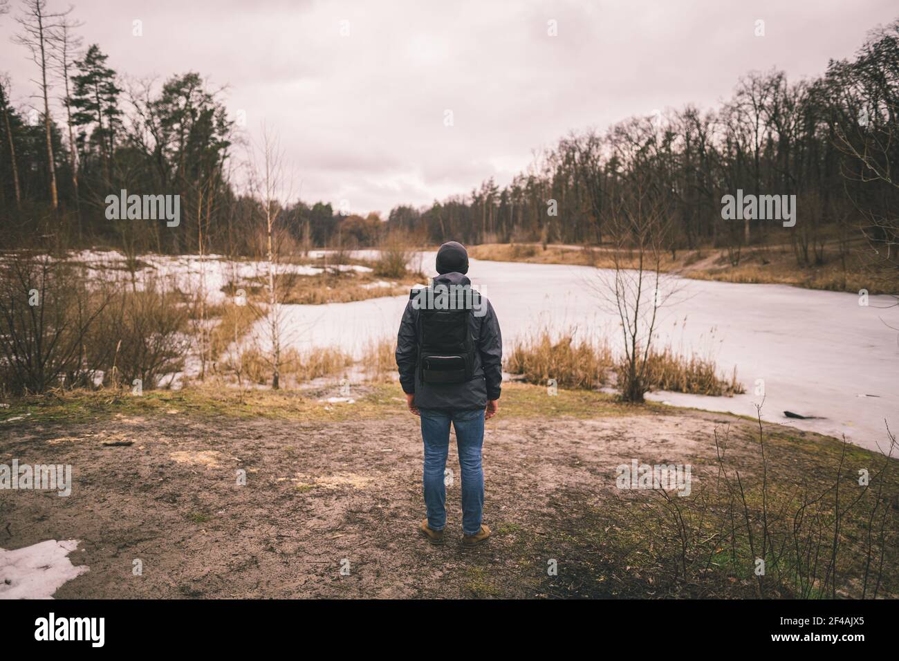 Concept of loneliness in life. Person was isolated from others connect ...