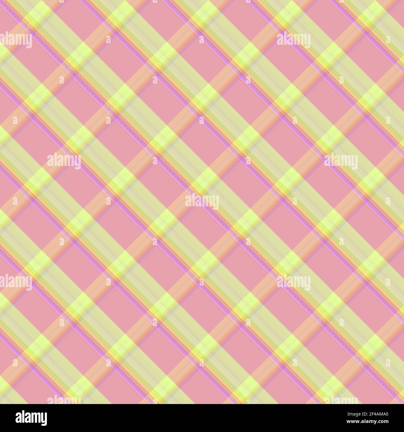 An abstract background with light pink and yellow plaid fabric patterns ...
