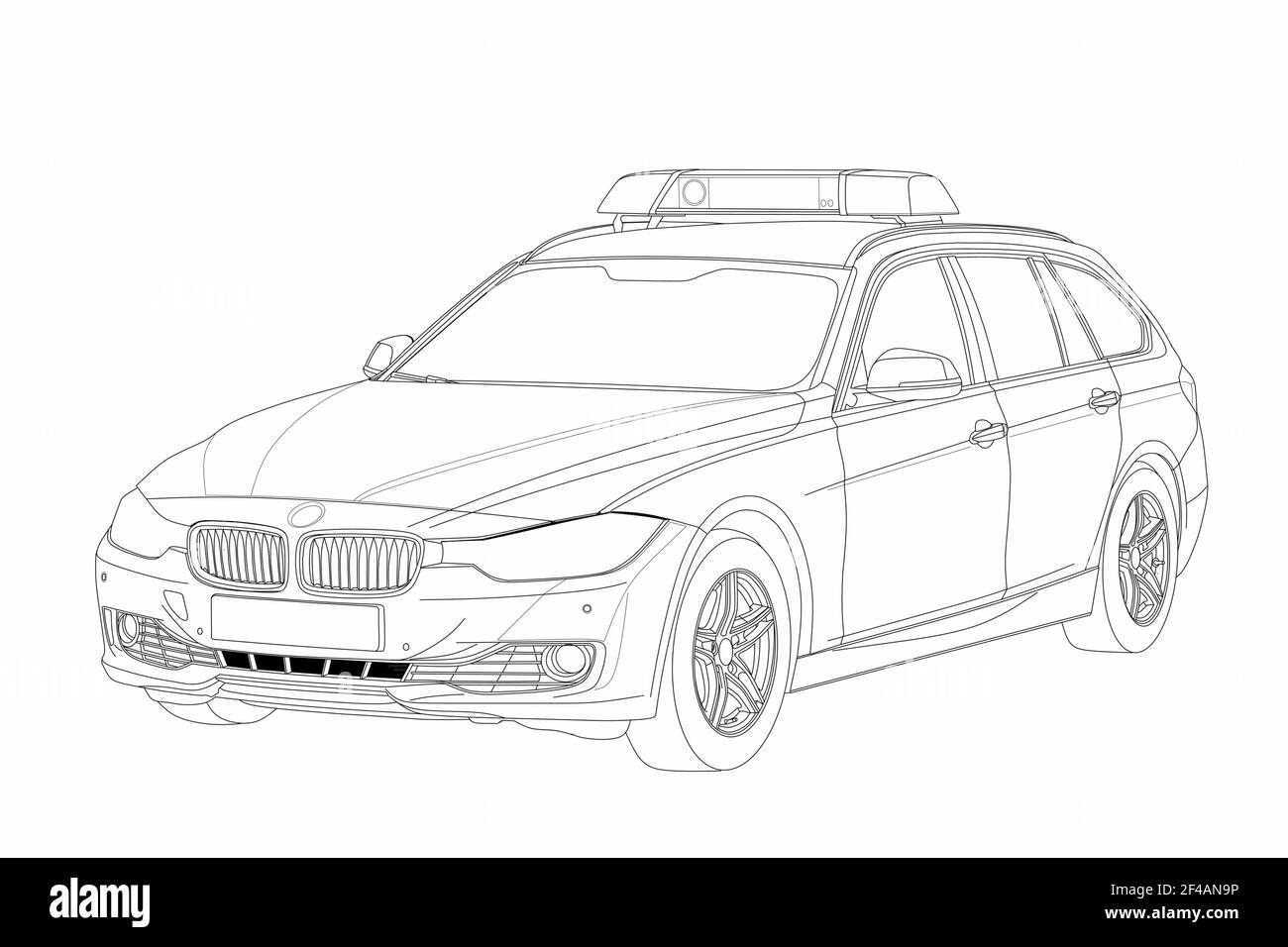 An illustration of a police car outline isolated on a white background ...