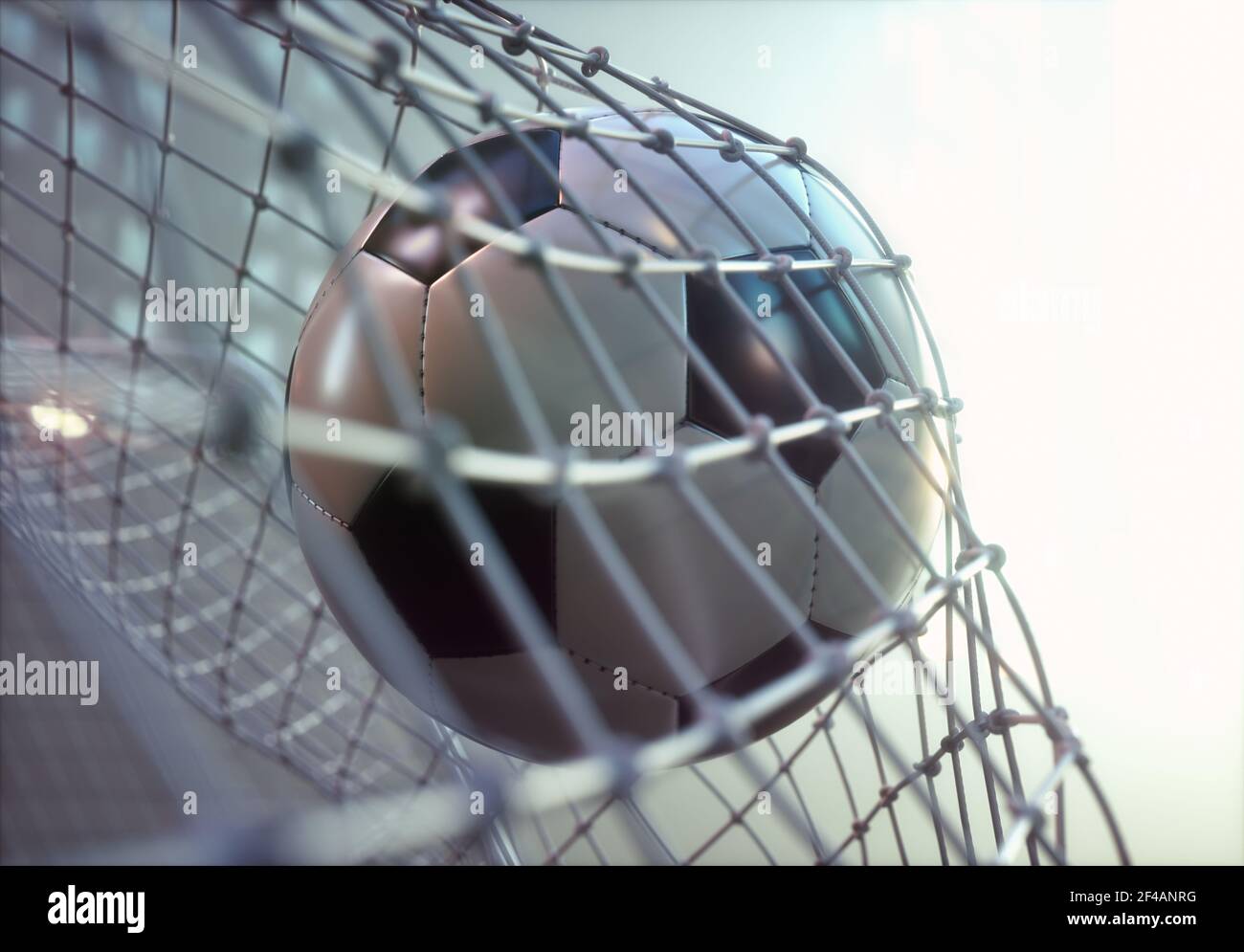 Football flying into goal, illustration Stock Photo - Alamy