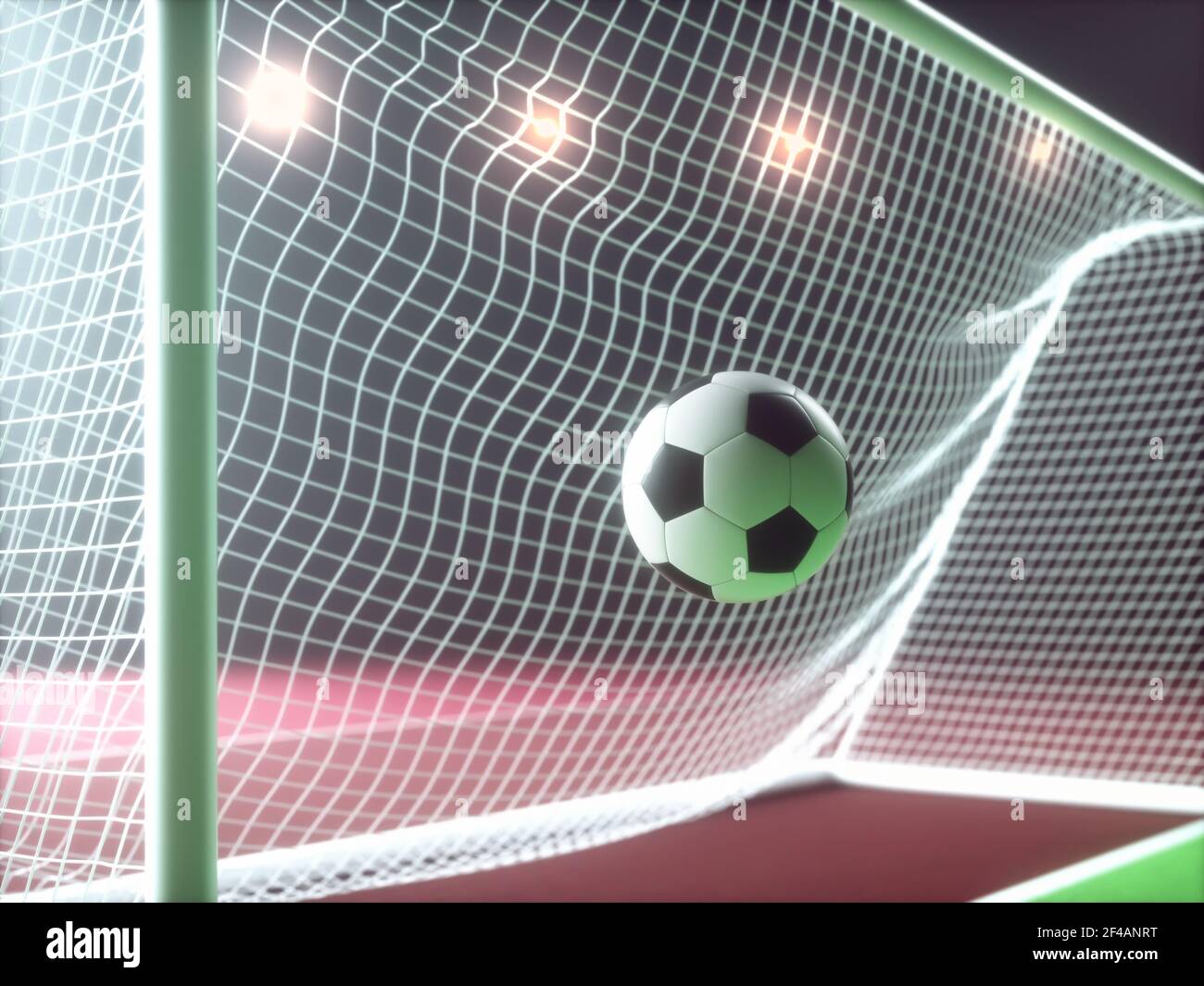 Football flying into goal, illustration Stock Photo - Alamy