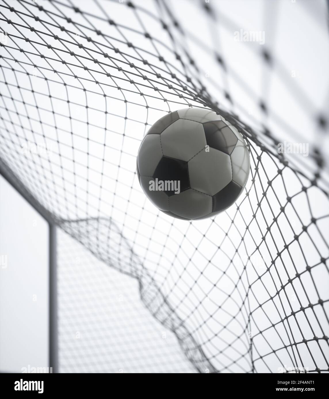Football flying into goal, illustration Stock Photo - Alamy