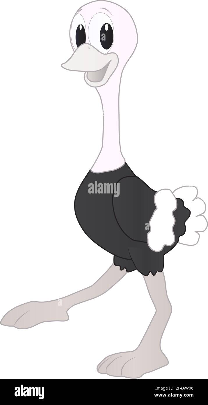 Cartoon illustration of a friendly ostrich Stock Photo - Alamy