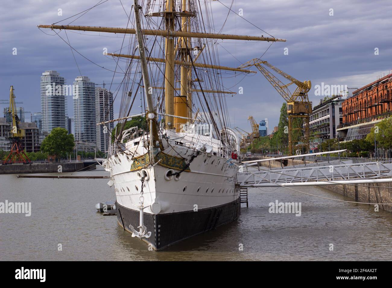 Old ship in the city port Stock Photo - Alamy