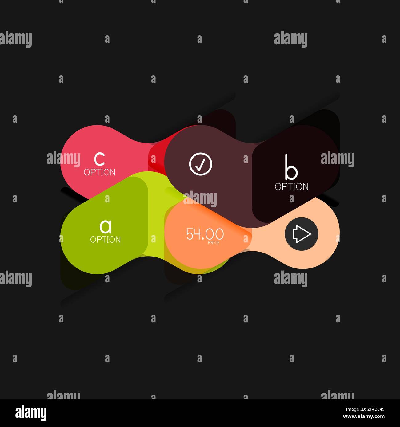 Flat design geometric infographics, arrow shape vector sticker or label ...