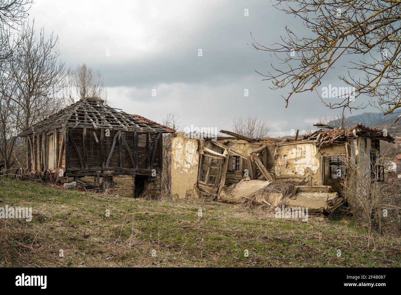 Ruined house devastated traditional serbian home in village collapsed ...