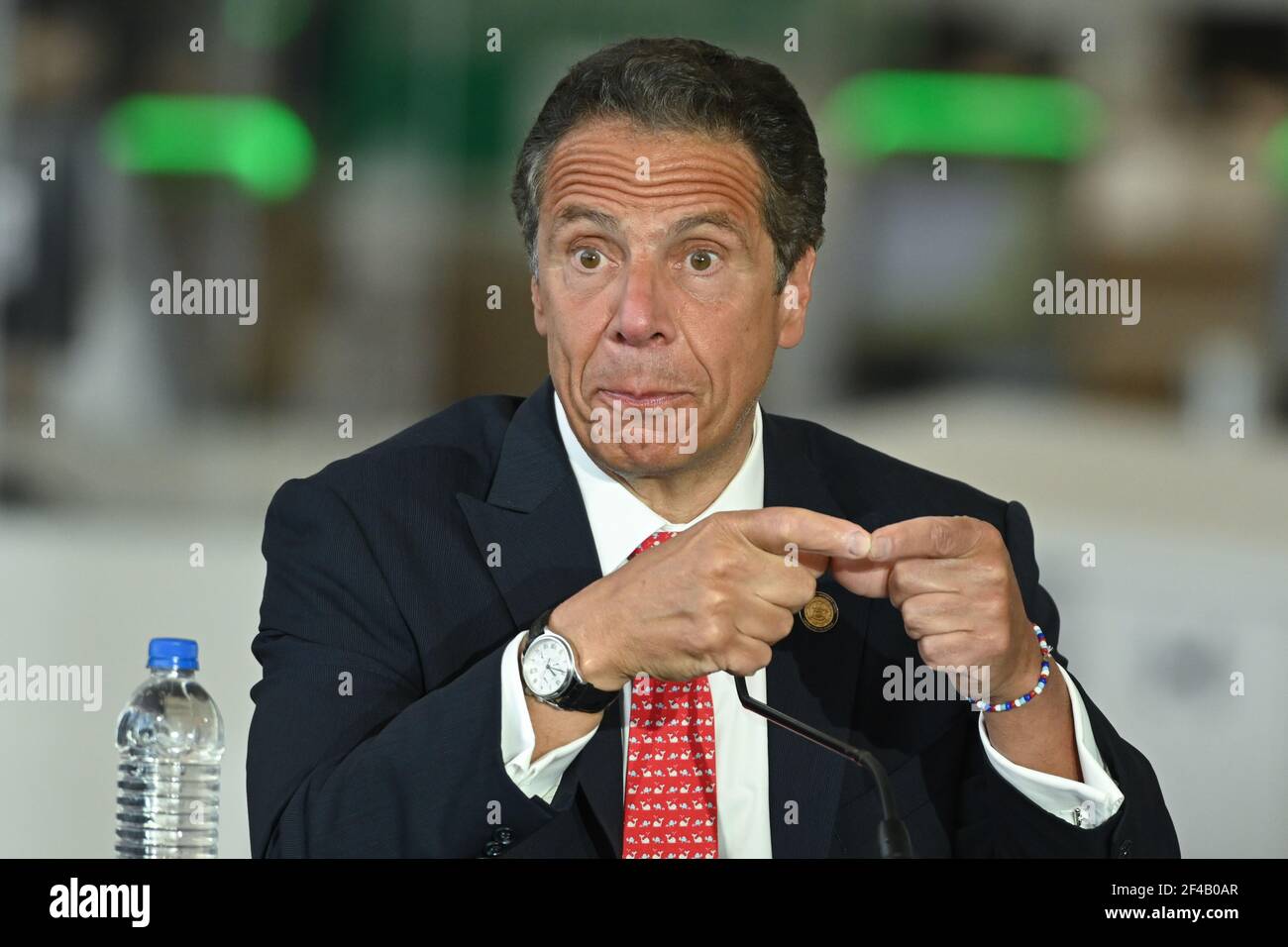 New York Governor Andrew Cuomo speaks at a press conference held in ...