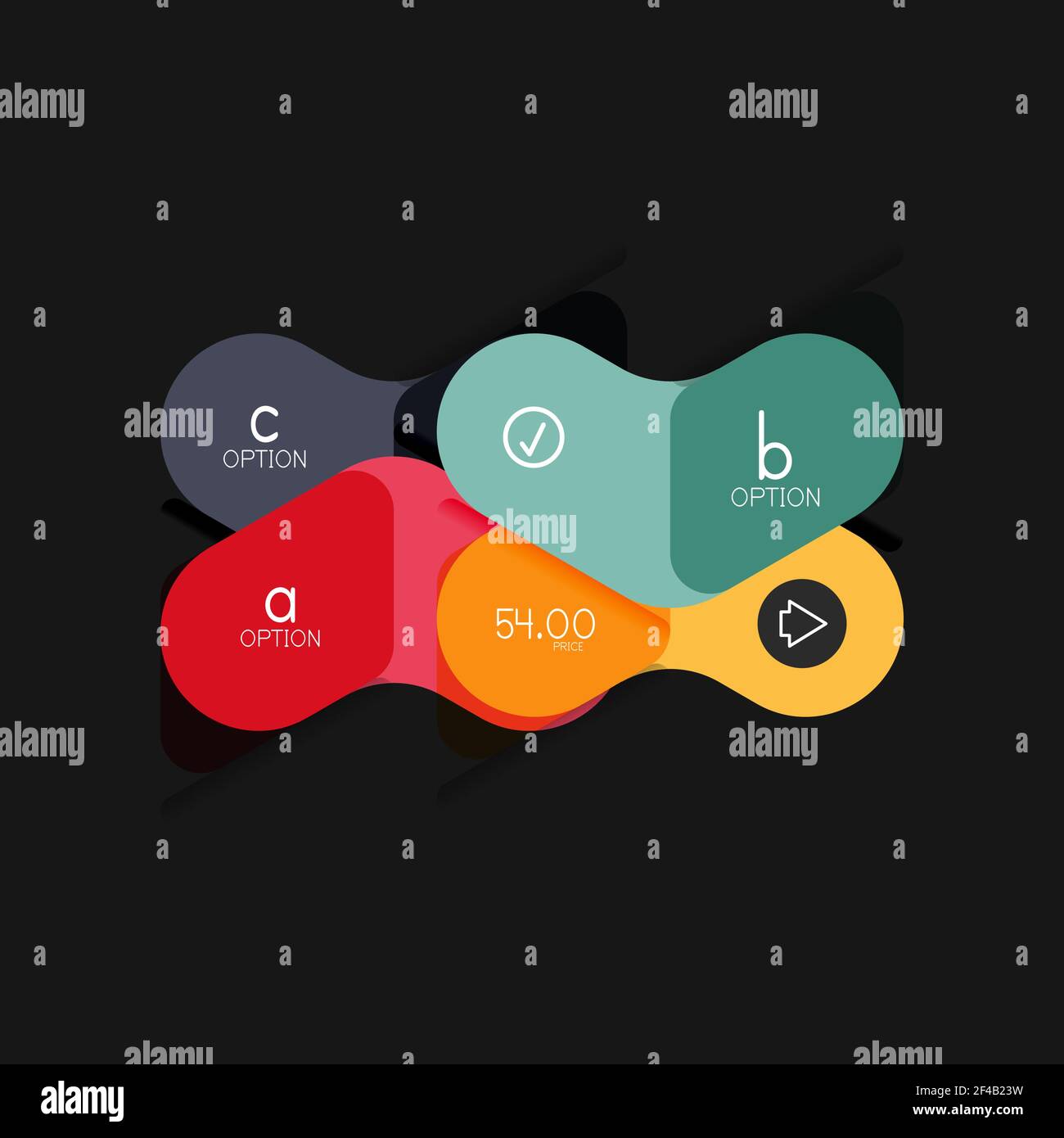 Flat design geometric infographics, arrow shape vector sticker or label ...