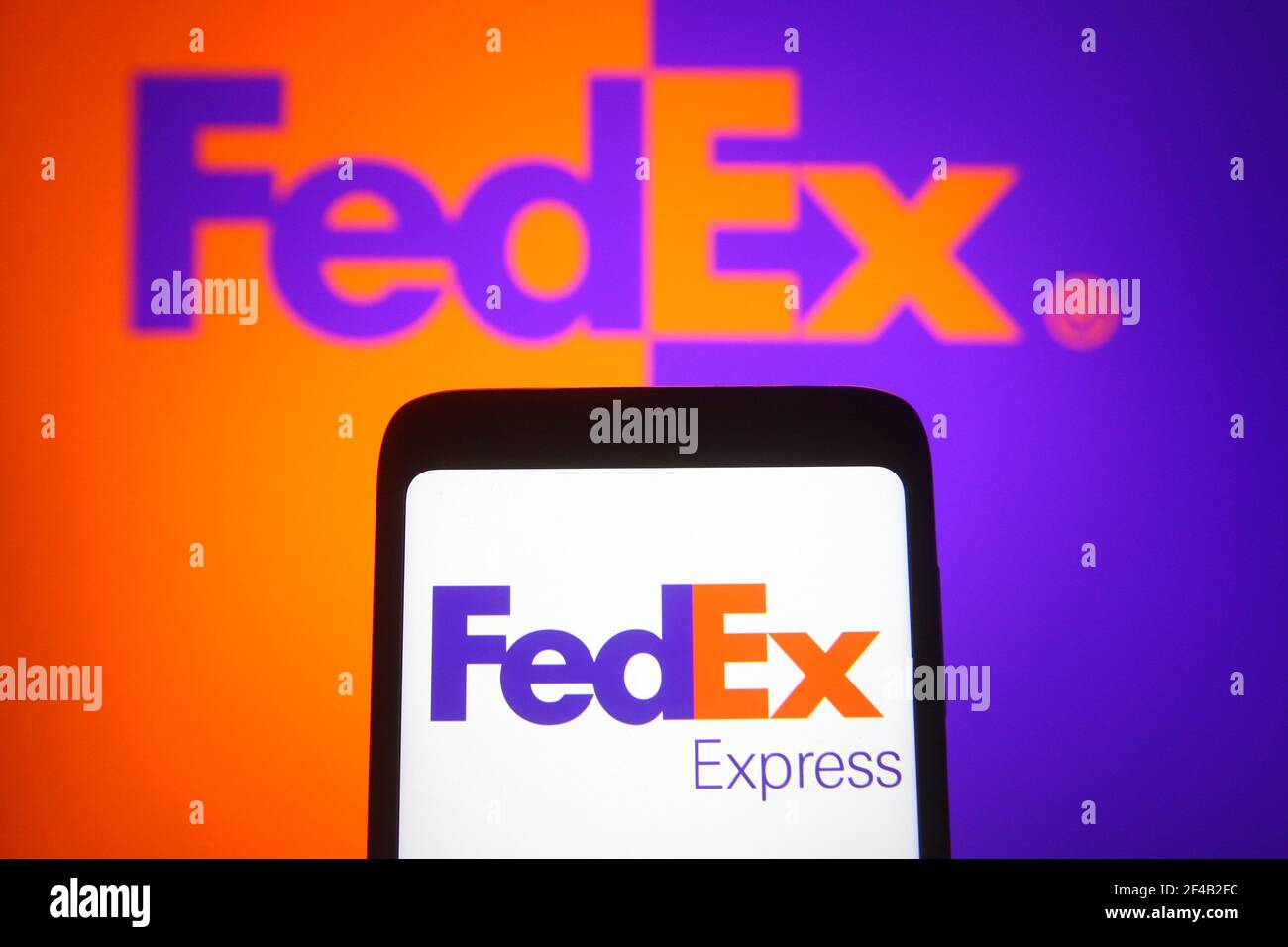 Ukraine. 19th Mar, 2021. In this photo illustration, FedEx logo seen on ...