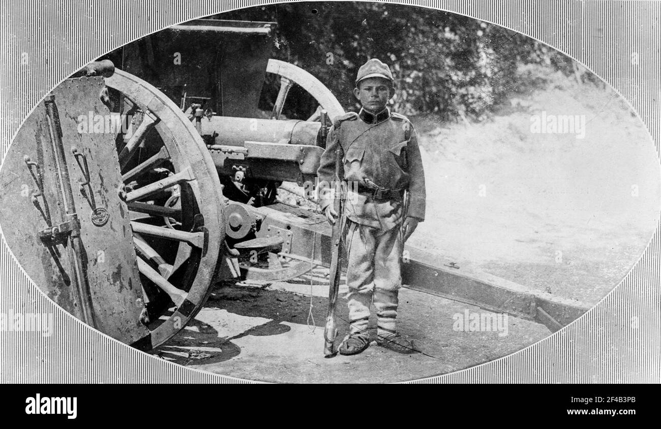 Serbian child soldier in uniform during World War I ca. 1914-1915 Stock ...