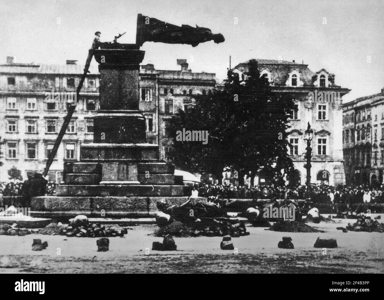 Destruction of Adam Mickiewicz Monument in Krakau, Poland by Nazi ...