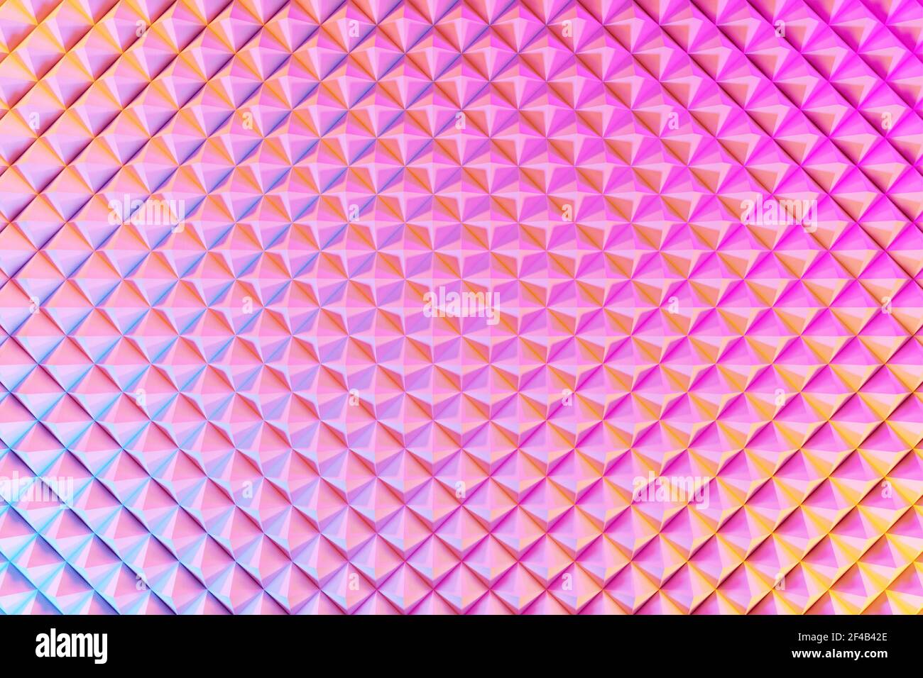3d illustration of rows of pink polygones. Parallelogram pattern ...