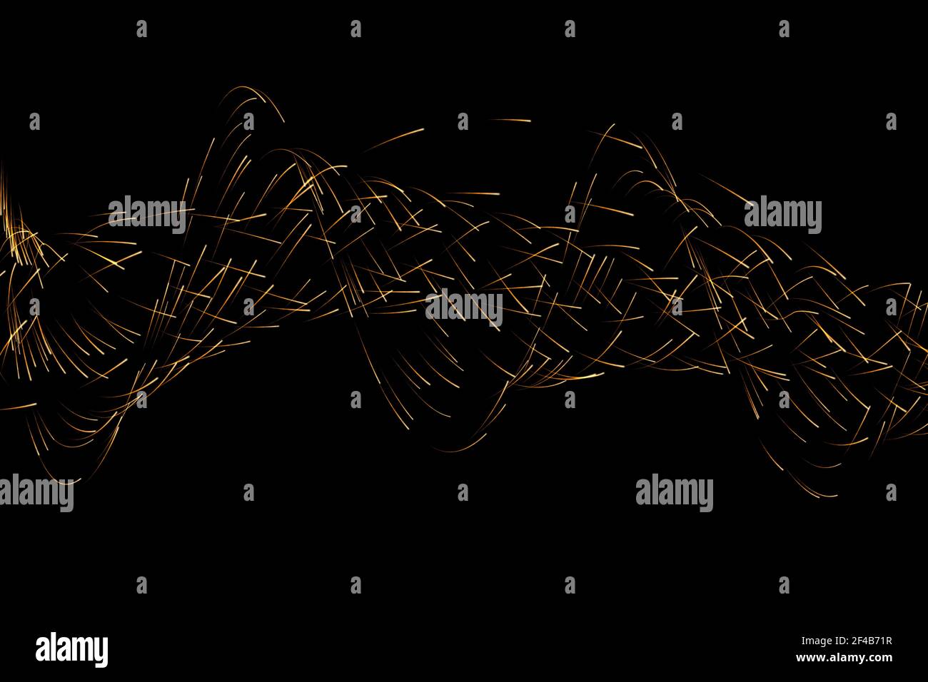 Energetic luminous sparks flow in an oscillating pattern from left to ...