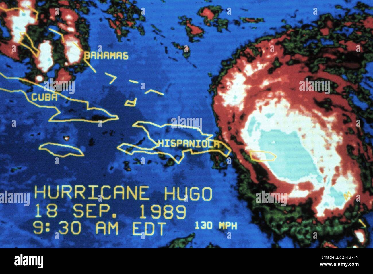 Enhanced infrared imagery of Hurricane Hugo morning of September 18 ...