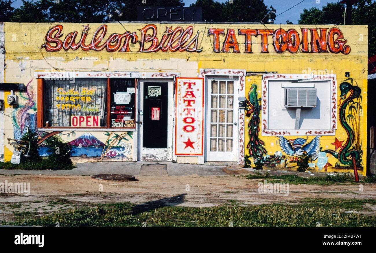 Sailor Bills Tattooing Victory Drive Columbus Georgia ca. 1982 Stock ...