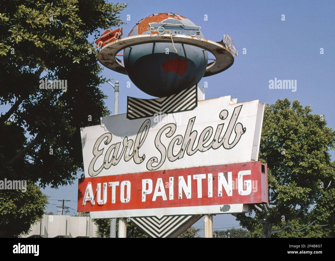Earl Schieb Auto Painting sign upper detail Olympic Boulevard Beverly ...