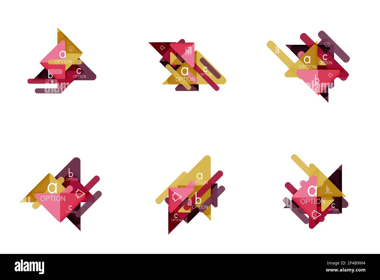 Set of triangle options infographics, data visualization layouts. Set ...