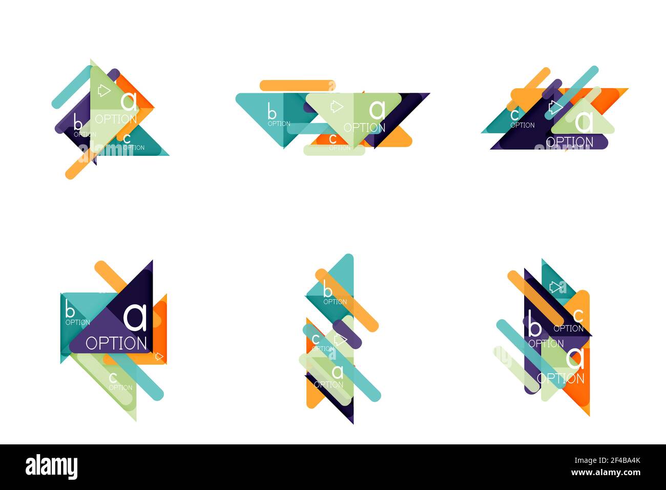 Set of triangle options infographics, data visualization layouts. Set ...
