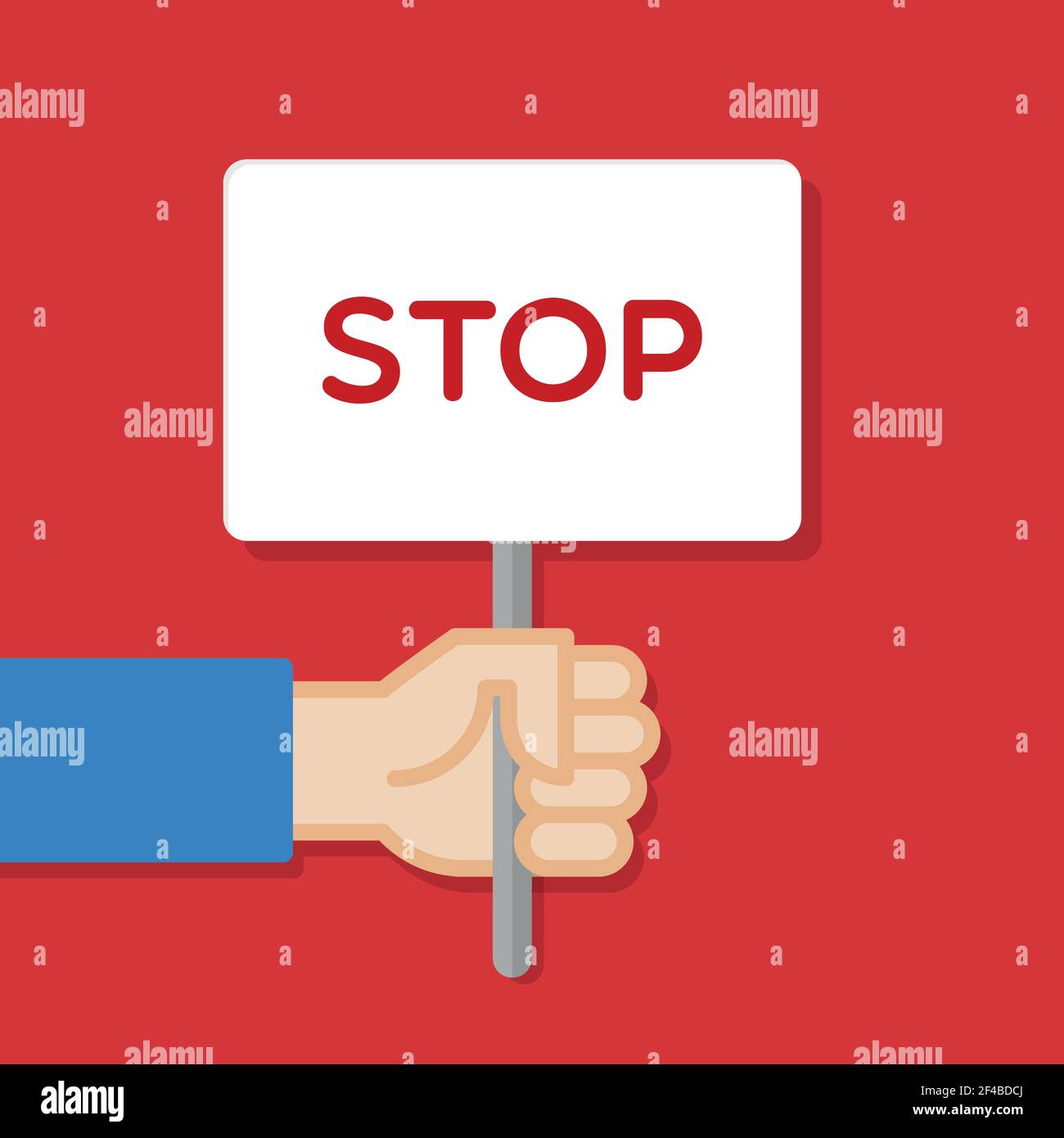Hand holding white board. Banner with minimal icon. Stop. Concept of ...