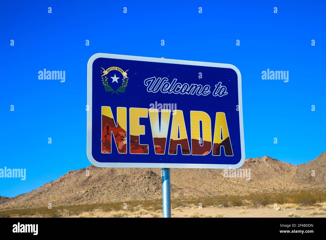Welcome to Nevada road sign along State Route 373 near Death Valley ...