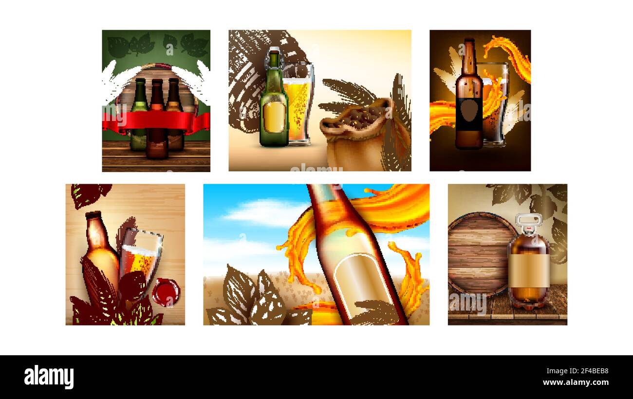 Beer Alcoholic Drink Promo Posters Set Vector Stock Vector Image & Art ...