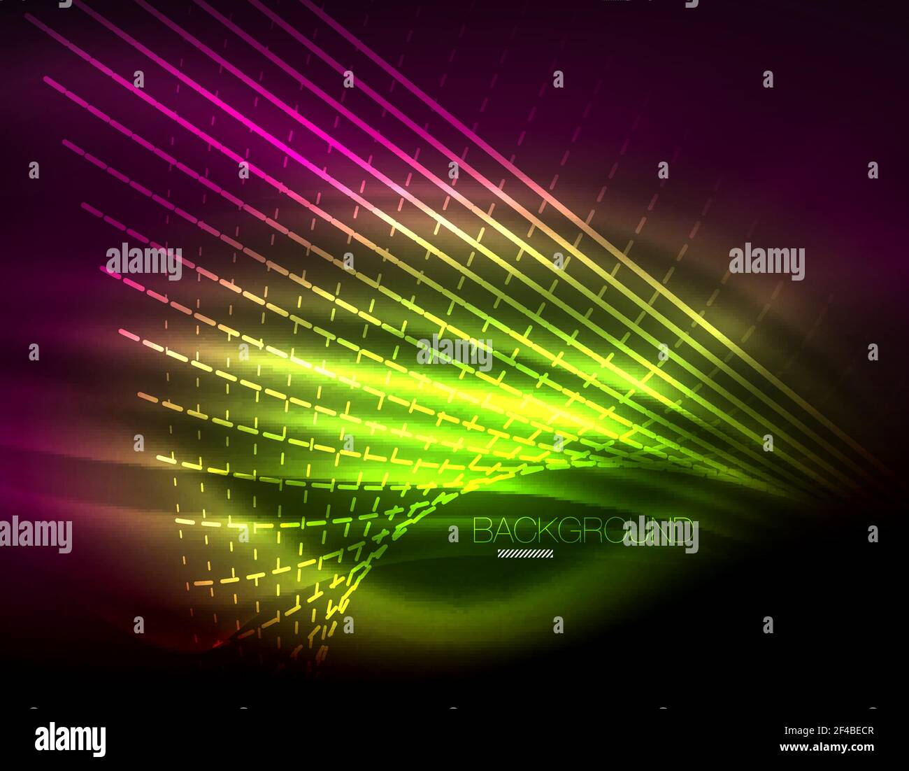 Smooth light effect, straight lines on glowing shiny neon dark ...