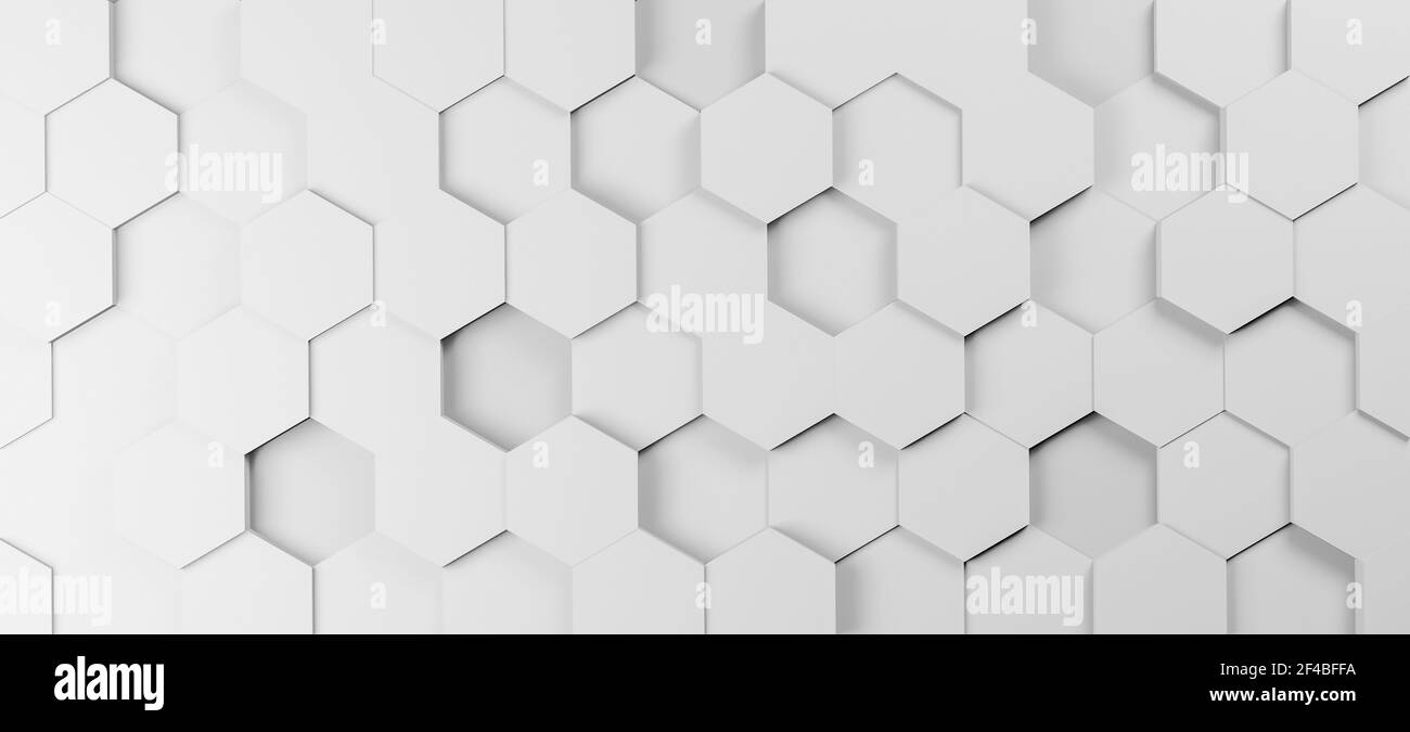 Hexagons or honeycombs tiles, 3D rendering hexagonal wallpaper, geometric illustration, abstract ...