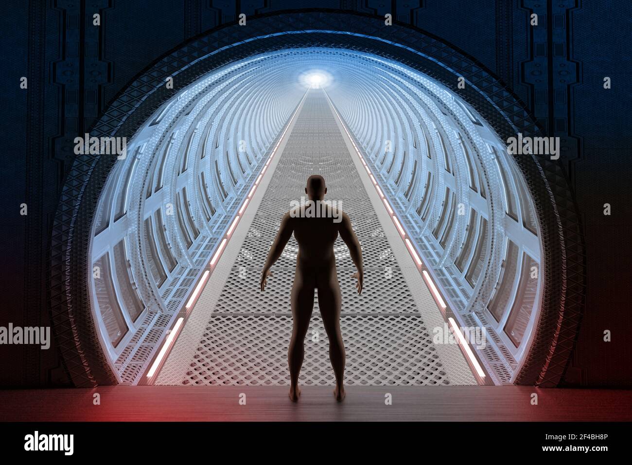 3D illustration. Man representing humanity is standing in front of the ...