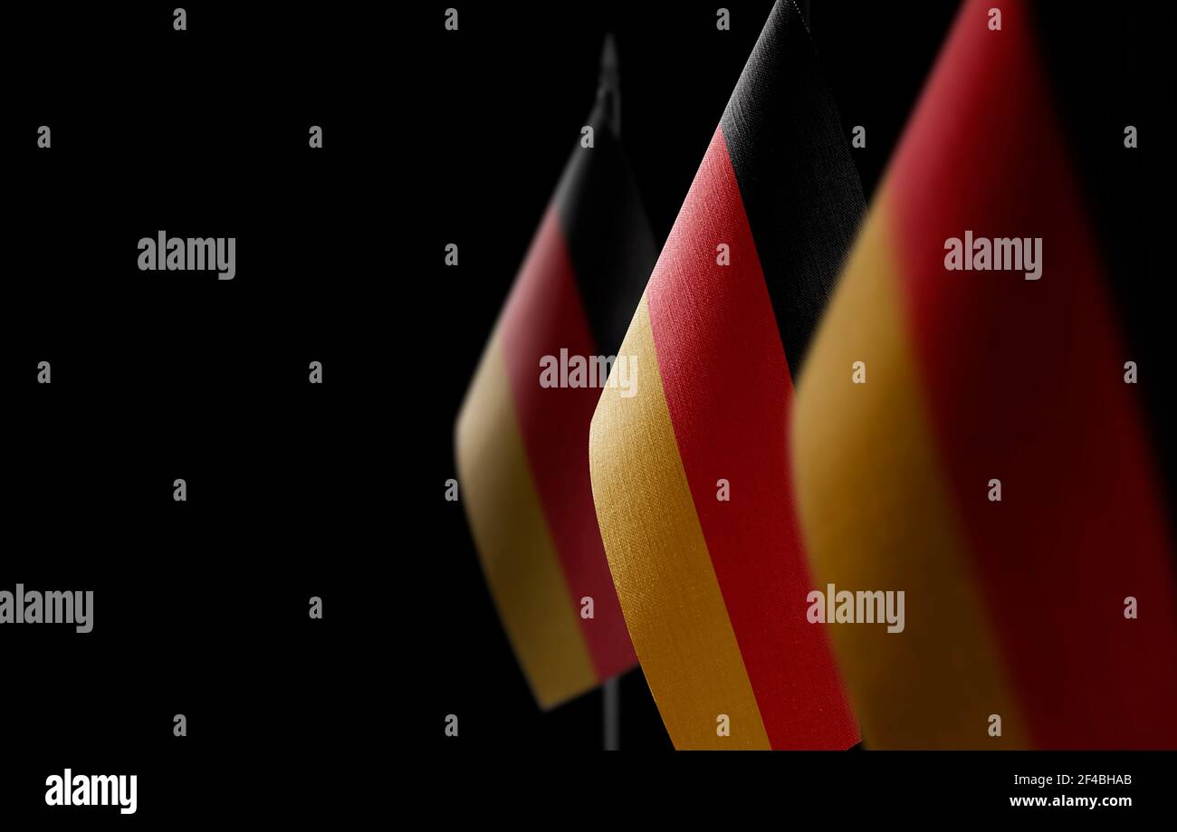 Small national flags of the Germany on a black background Stock Photo ...