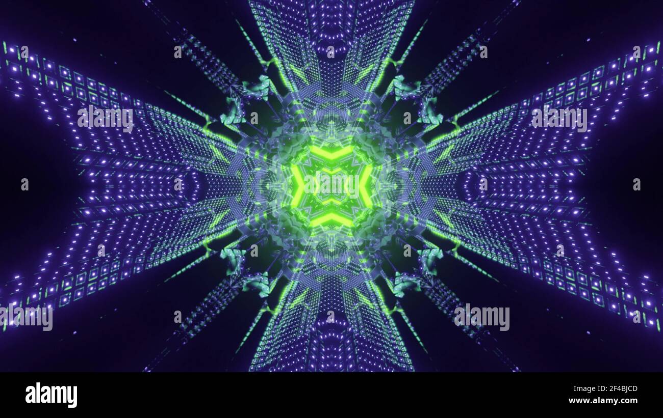 Luminous futuristic pattern in neon colors 3d illustration Stock Photo ...