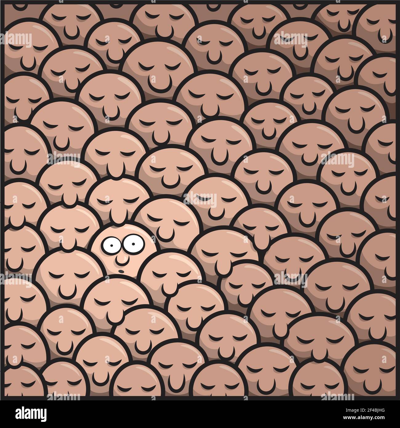 Awakening Man. Suddenly open eyes and surprised. Humor cartoon ...