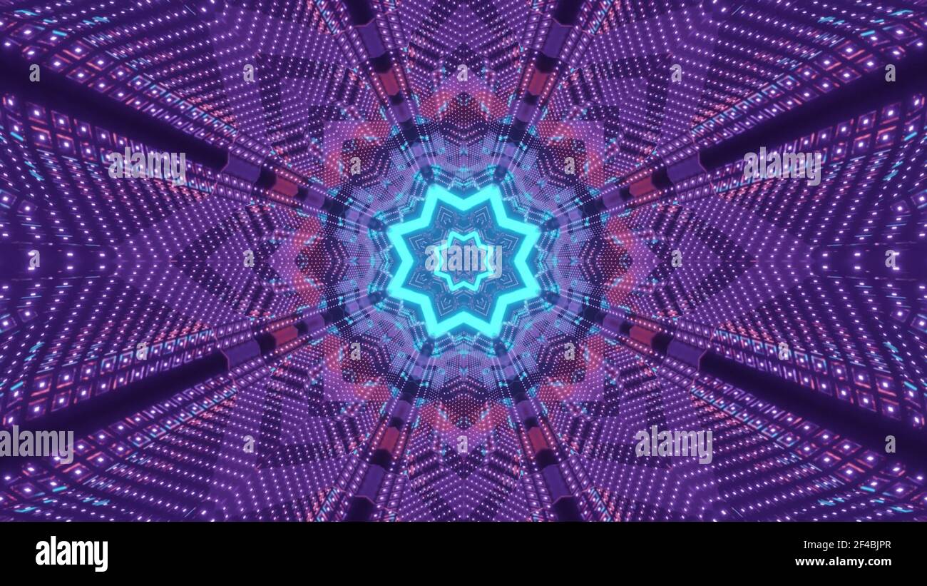 Colorful star shaped neon ornament 3d illustration Stock Photo - Alamy