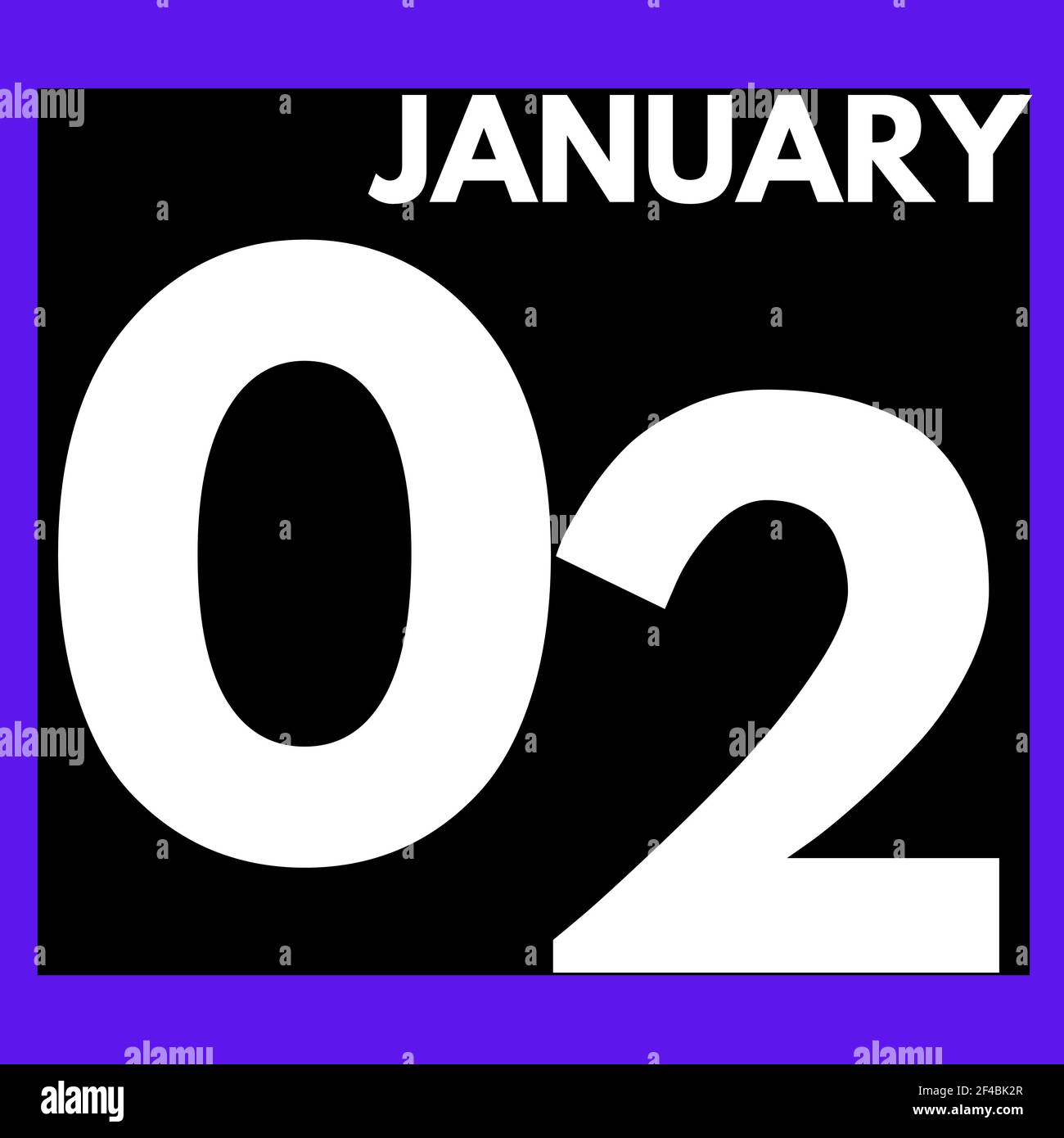 January 2 . Modern daily calendar icon .date ,day, month .calendar for ...