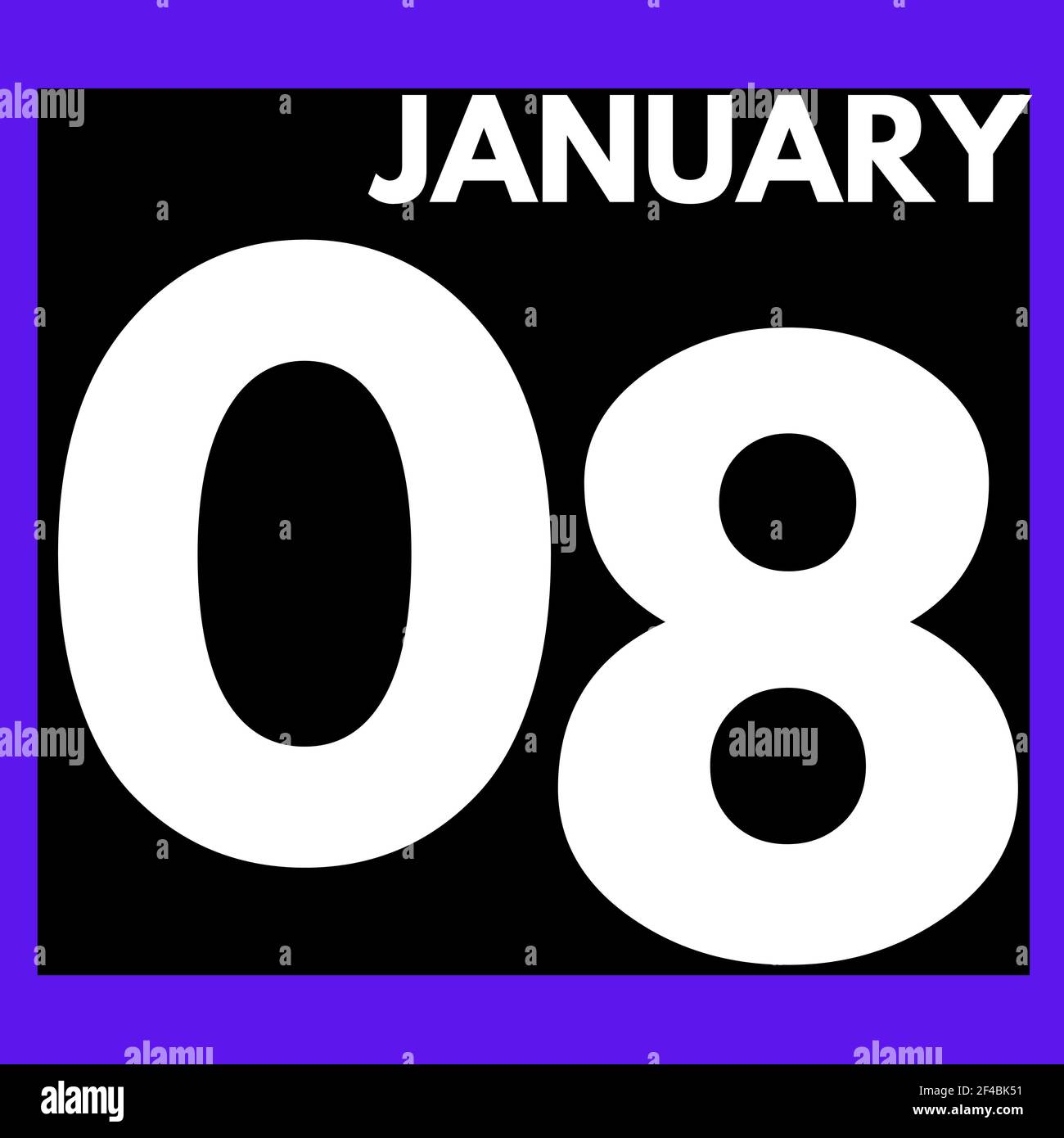 January 8 . Modern daily calendar icon .date ,day, month .calendar for ...