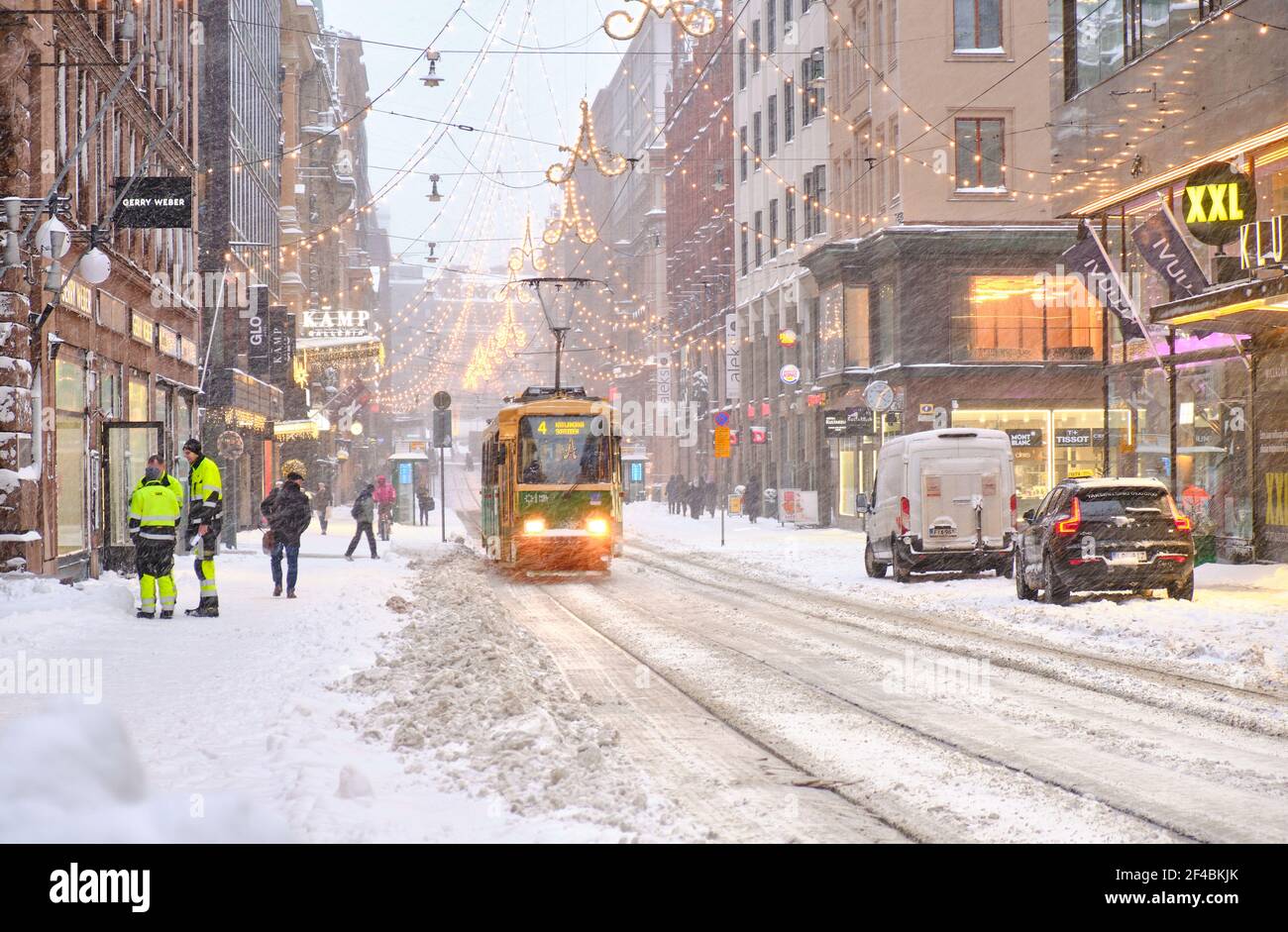 Helsinki, Finland - January 12, 2021: Aleksanterinkatu street during ...