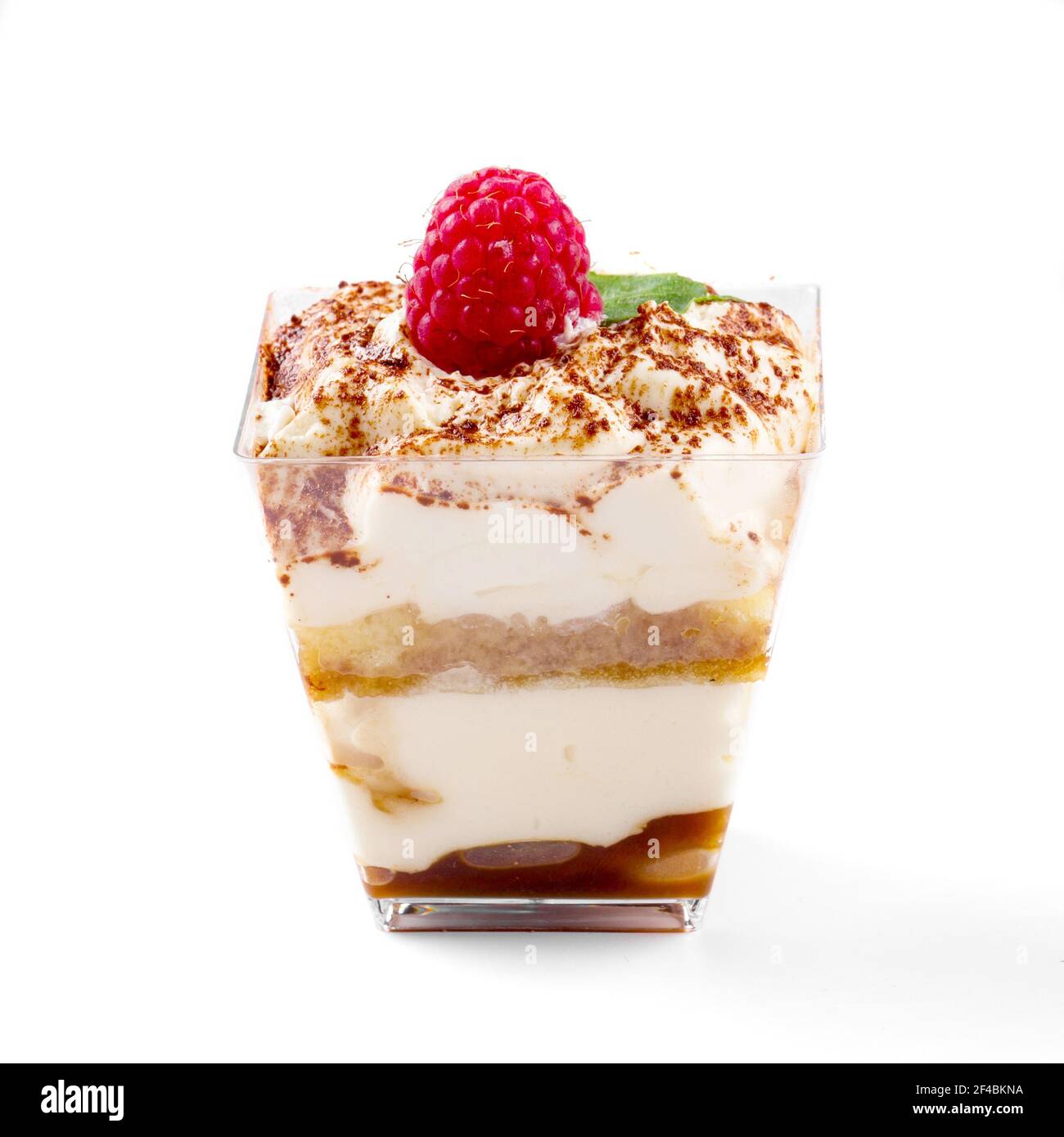 Isolated tiramisu trifle dessert with raspberry Stock Photo - Alamy