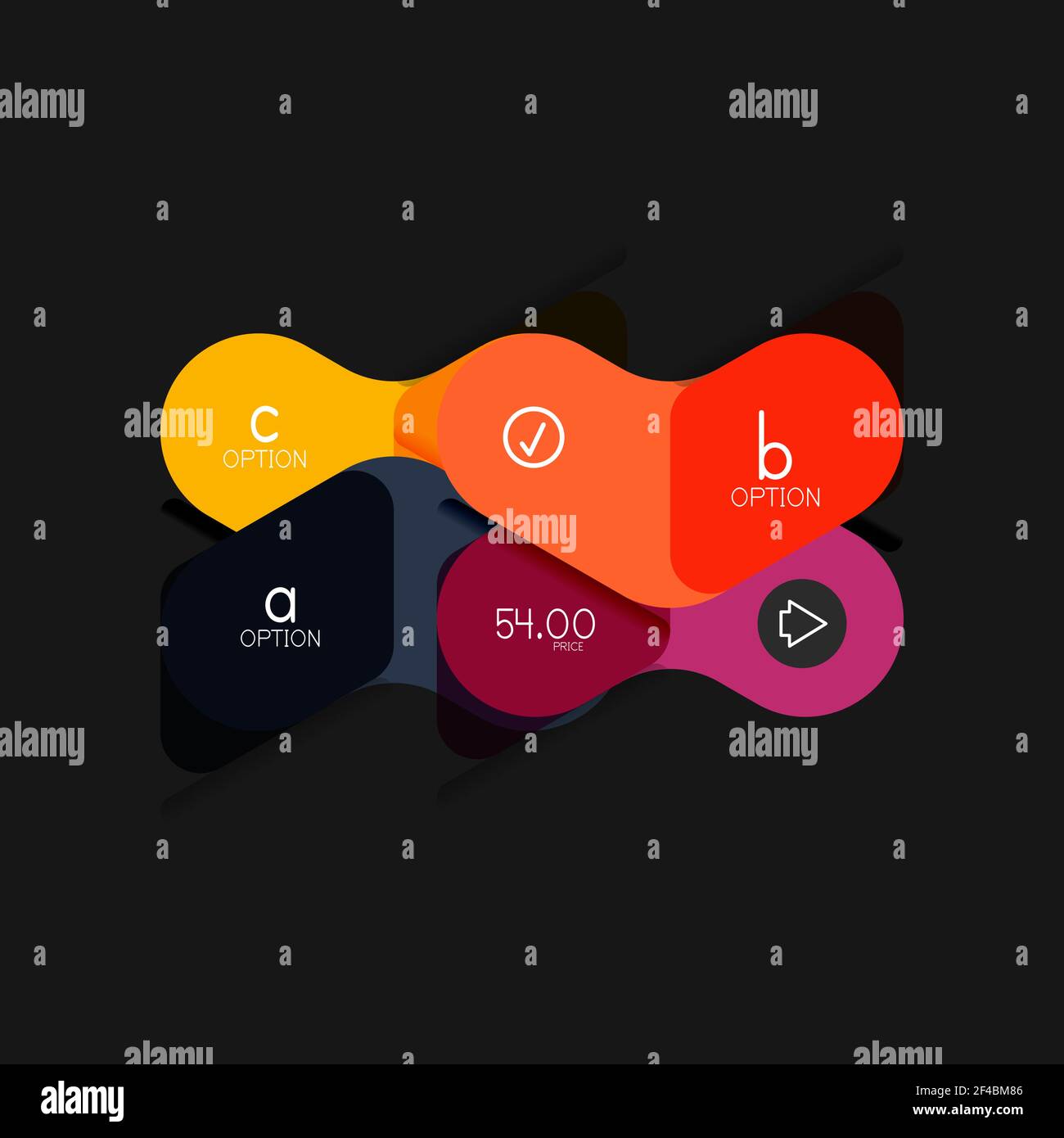 Flat design geometric infographics, arrow shape vector sticker or label ...