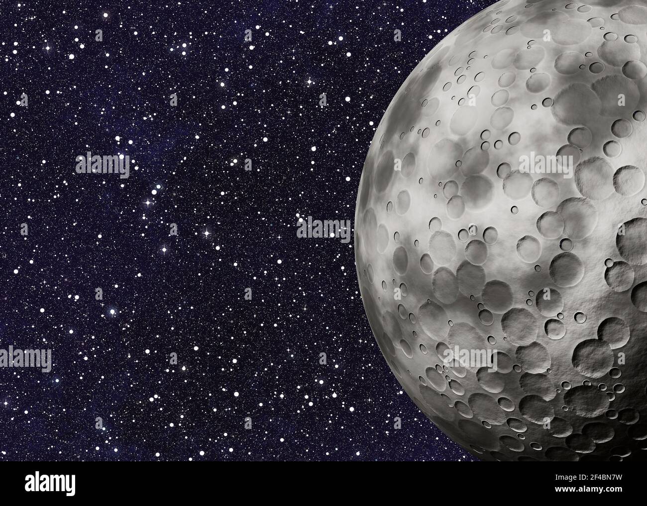 big moon with craters on space background Stock Photo - Alamy