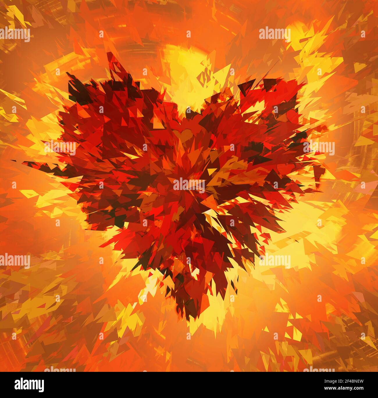 burst of broken heart on fire background Stock Photo - Alamy