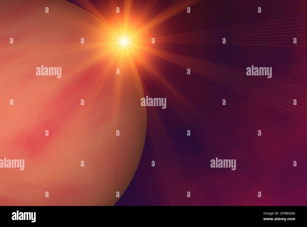 red planet on a space background with bright flash Stock Photo - Alamy