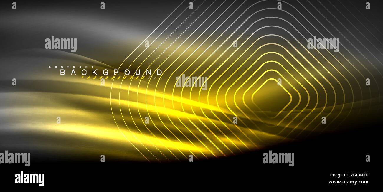 Neon glowing lines, magic energy space light concept, abstract ...