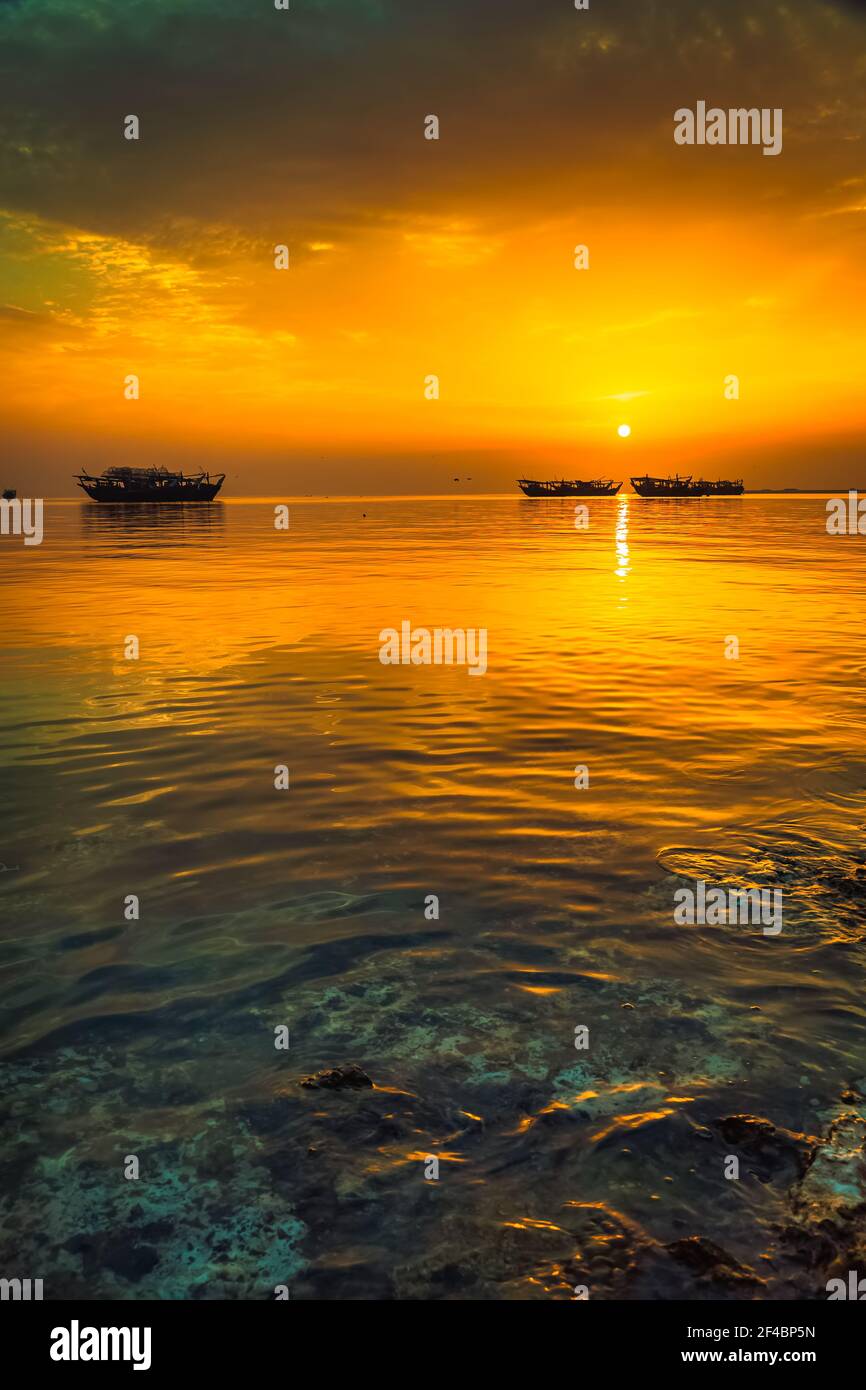 Beautiful morning sunrise view at Dammam Corniche -Saudi Arabia Stock ...