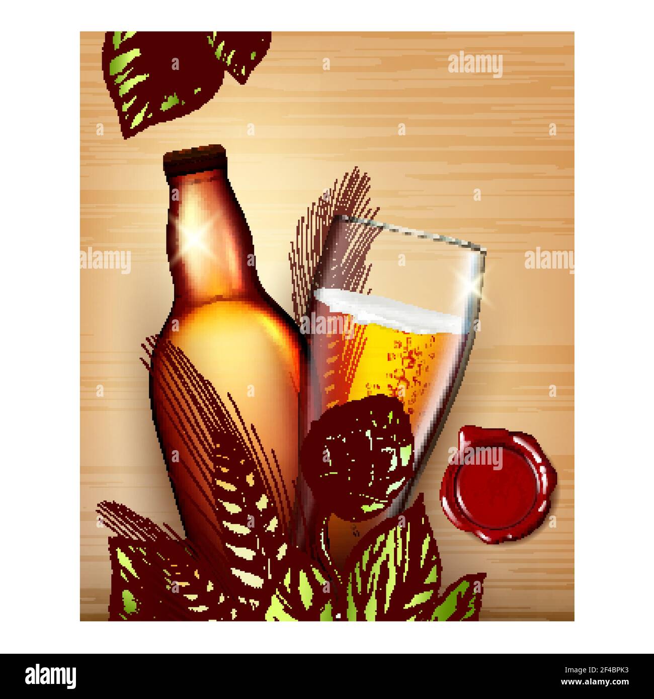 Beer Alcohol Product Promotional Banner Vector Illustration Stock ...