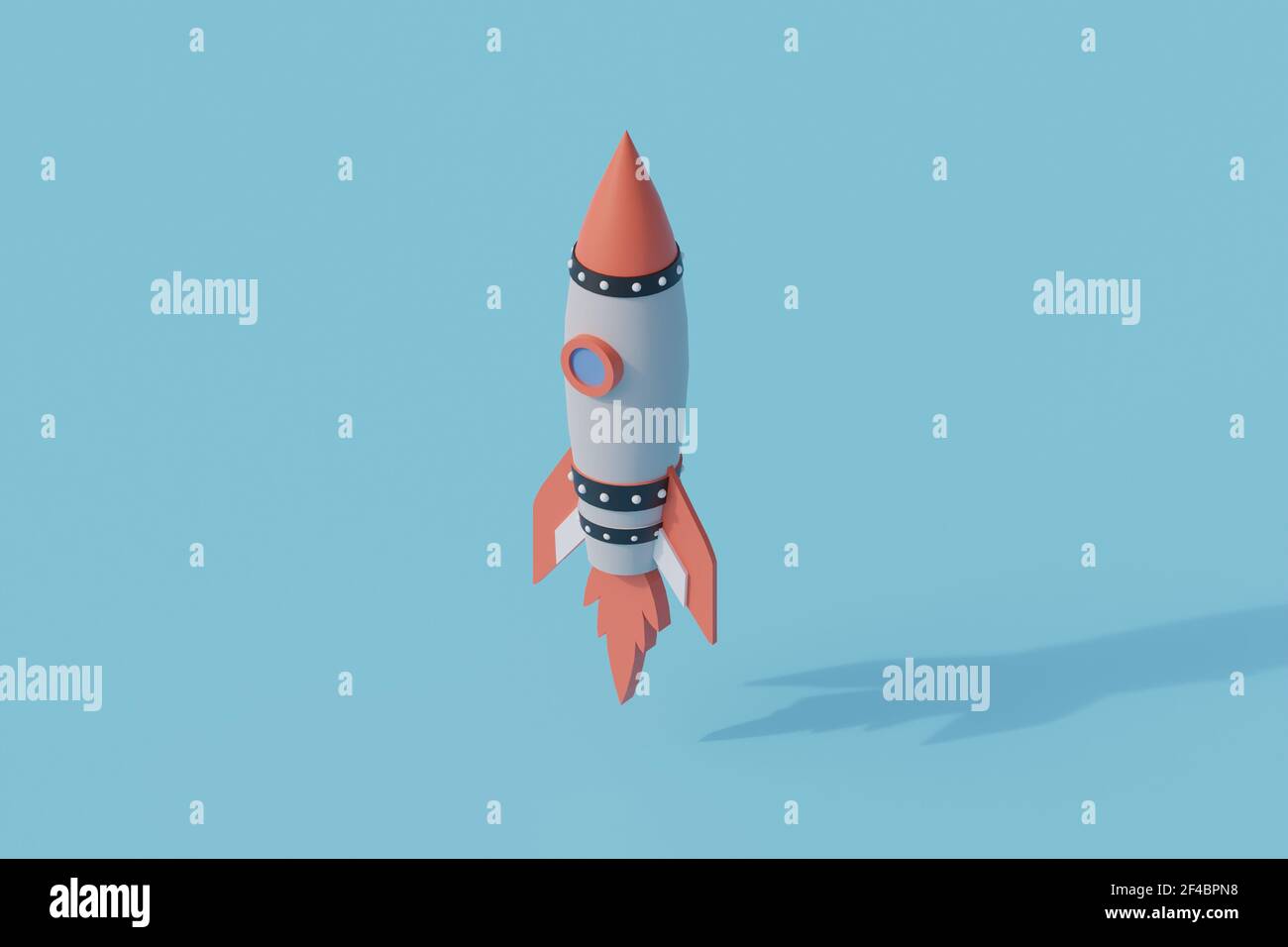 startup rocket launch single isolated object. 3d render illustration ...
